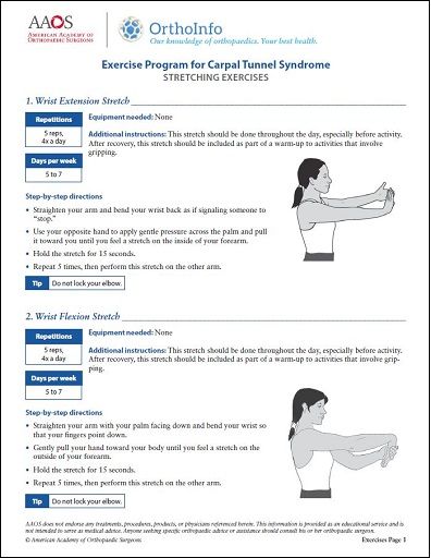 Carpal Tunnel Syndrome Therapeutic Exercises OrthoInfo AAOS